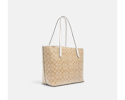 Купить Coach Reversible City Tote In Signature Canvas - Khaki/White в официальном магазине
