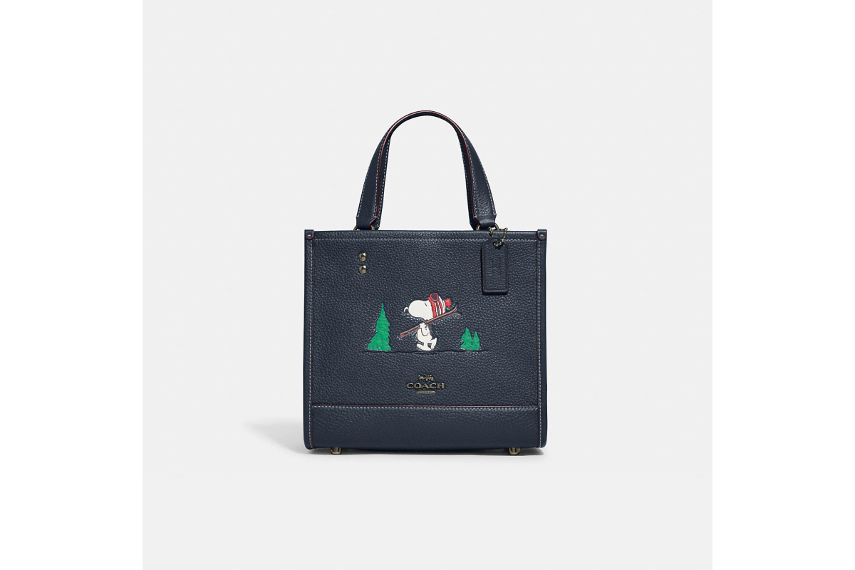 Купить Coach X Peanuts Dempsey Tote 22 With Snoopy Ski Motif - Gunmetal ...