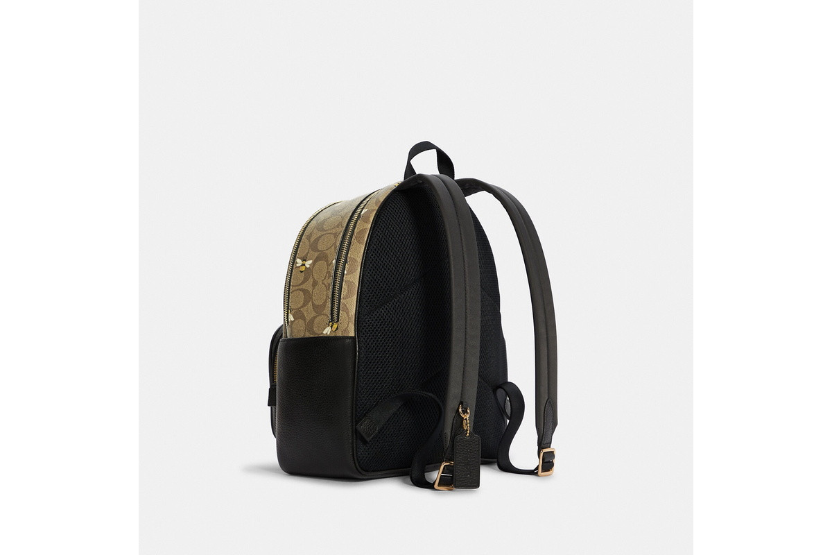Купить Coach Court Backpack In Signature Canvas With Bee Print – Khaki ...